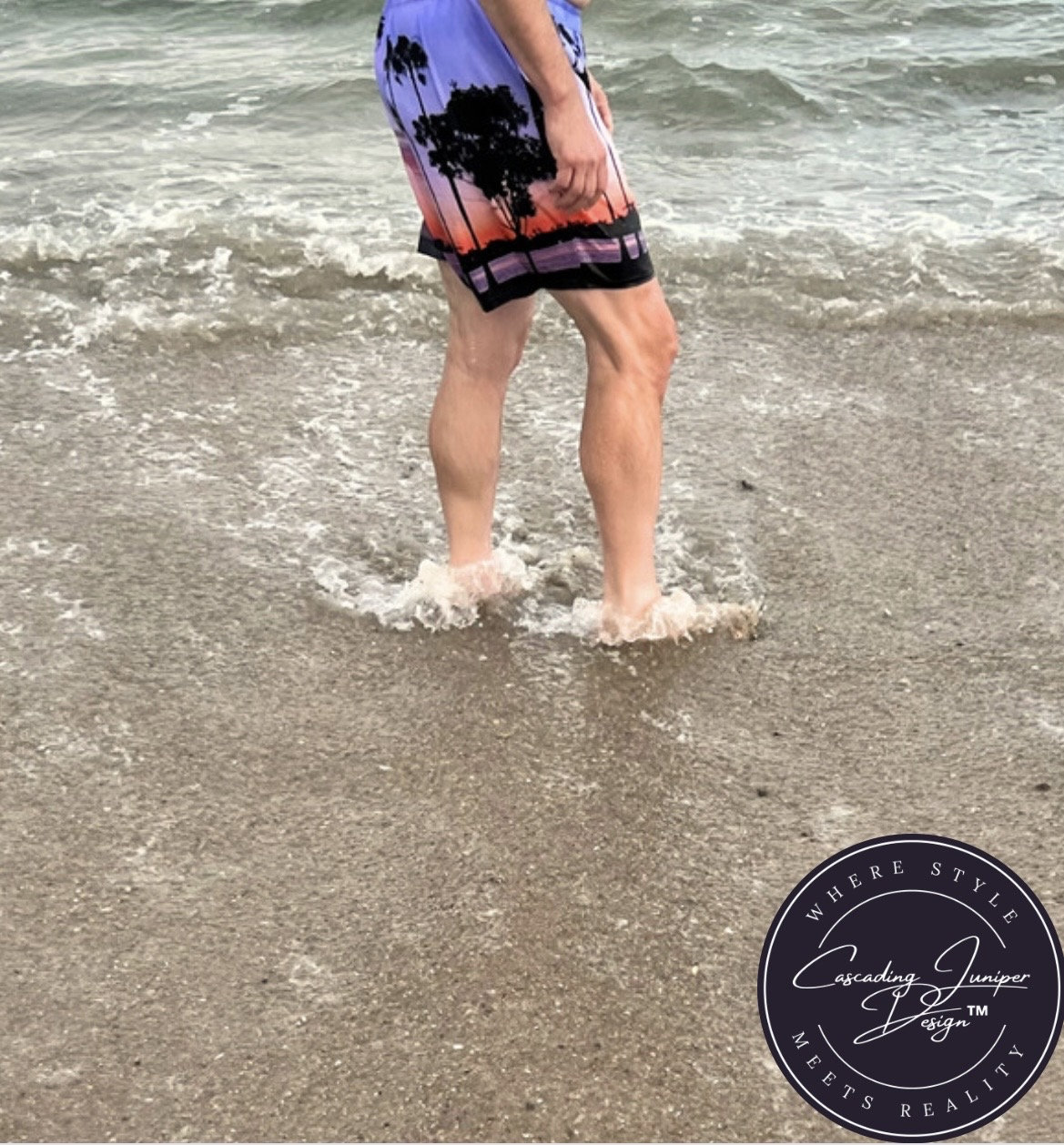 Men's Sunset Swim Trunks, Ethically Made, UPF 50+--cascading Juniper ...
