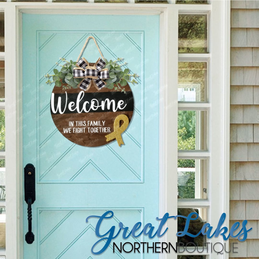 Gold Ribbon Decor Hanger | Childhood Cancer Awareness Sign | Nobody ...