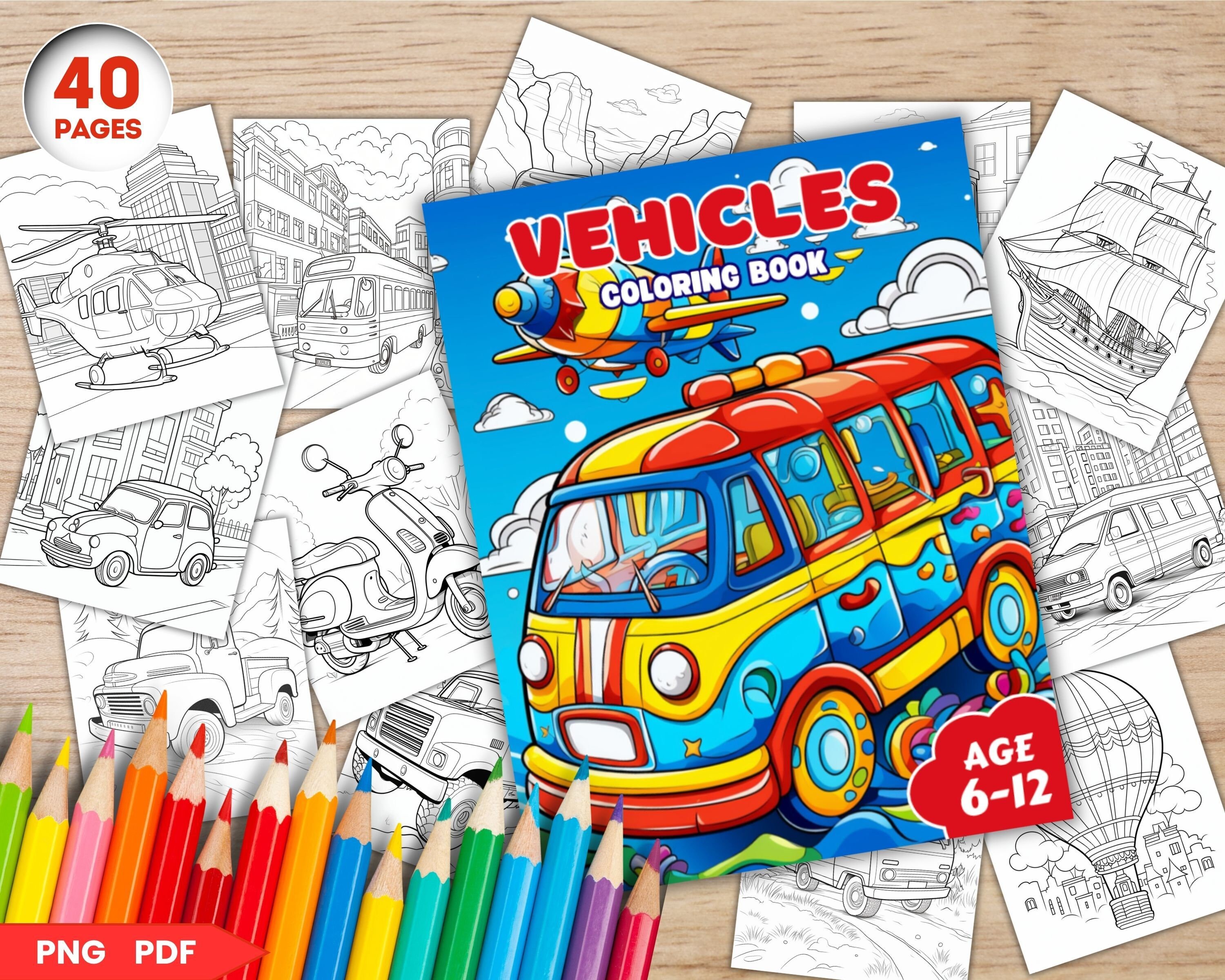 Vehicles Coloring Pages Vehicles Coloring Book Coloring - Etsy