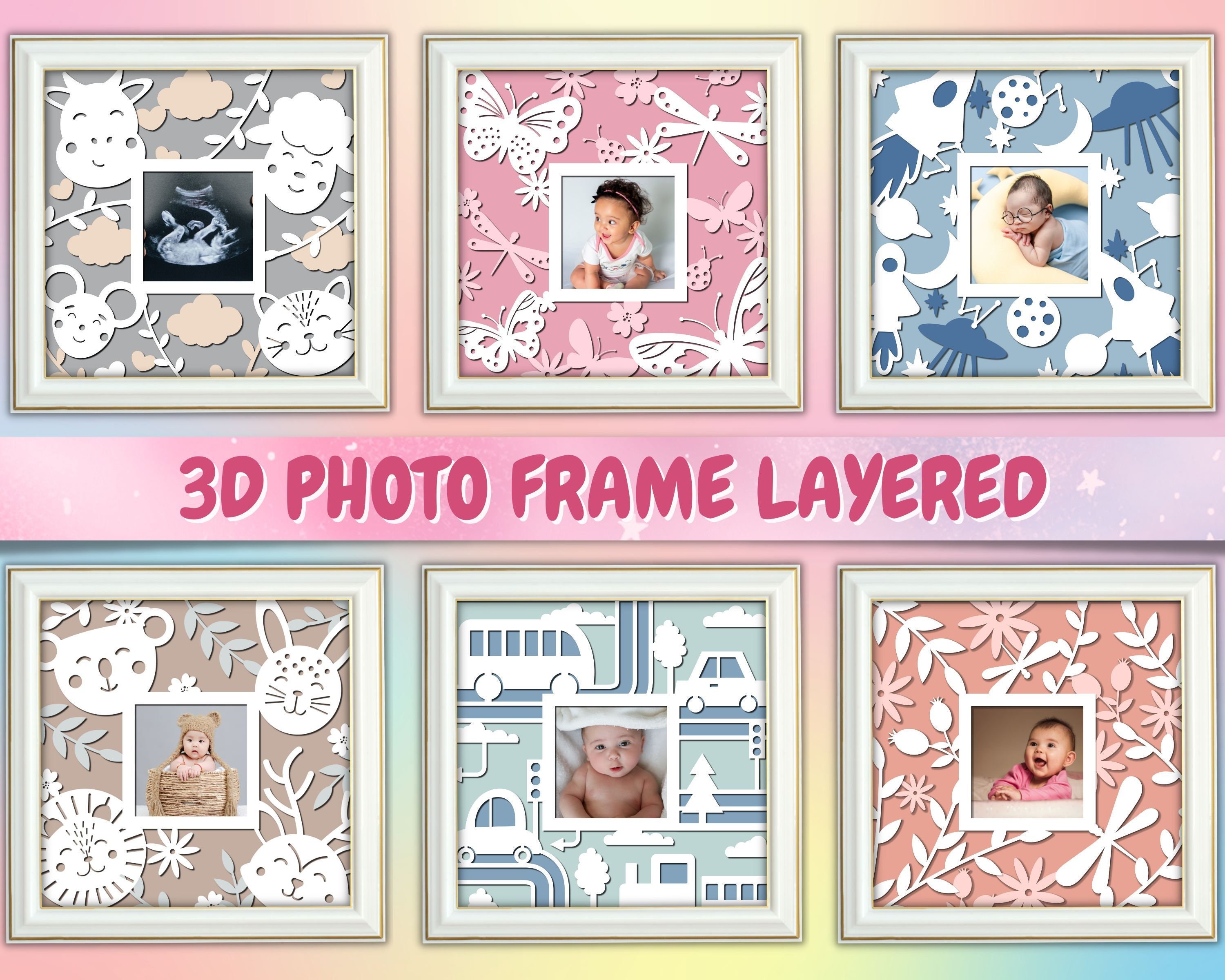3D Baby Photo Frame SVG Animals Shadowbox Baby Shower Gift - Etsy