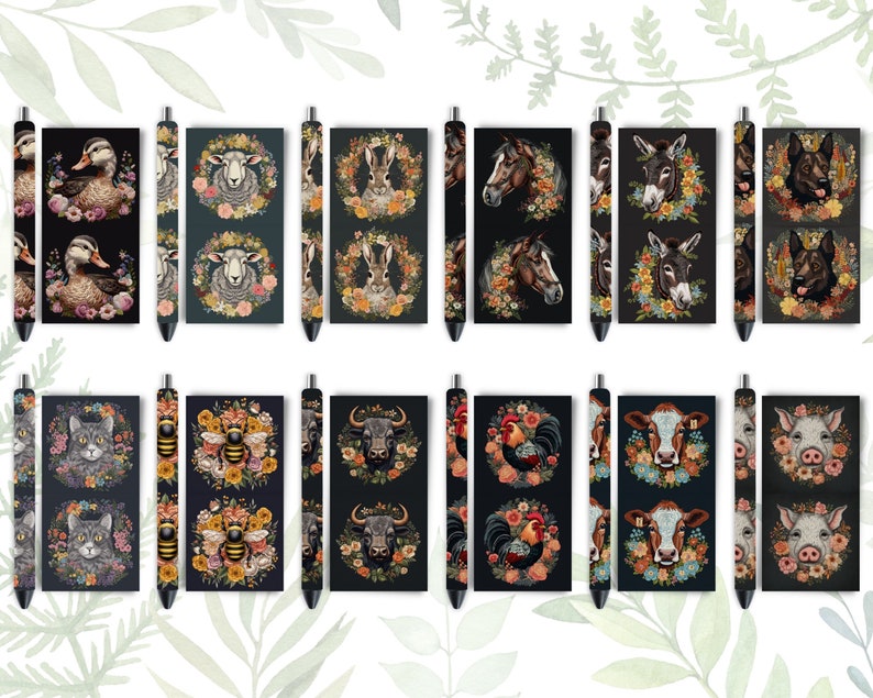 Farm Animals Pen Sublimation Epoxy Pen Wrap PNG Pen - Etsy