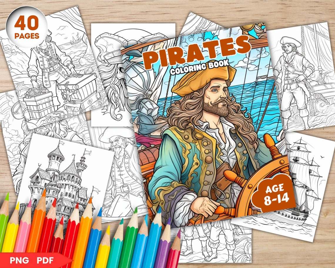 Pirates Coloring Pages Pirates Coloring Book Coloring Books - Etsy