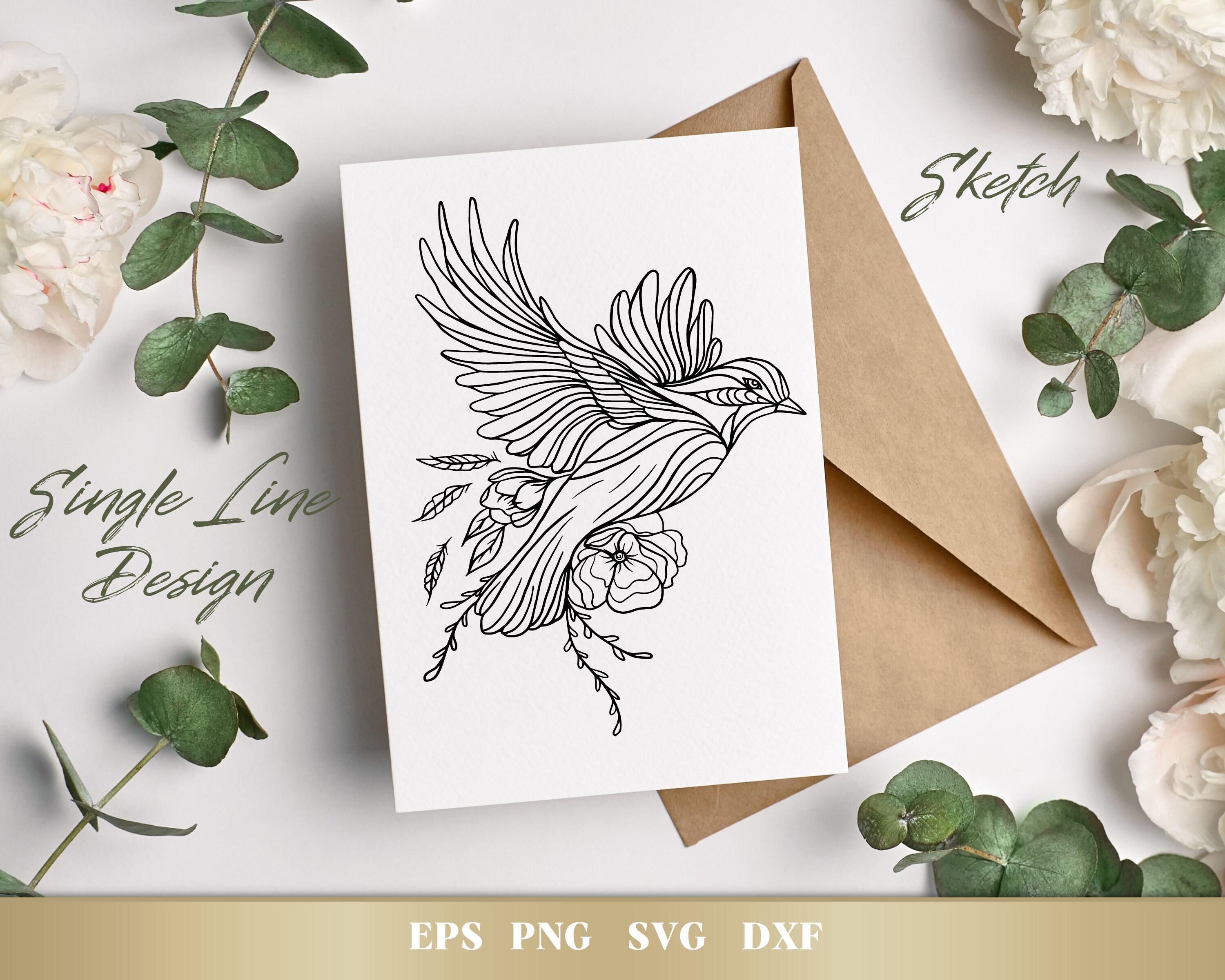 Flying Bird Line Art Svg, Minimalist Bird Digital Print, Digital ...