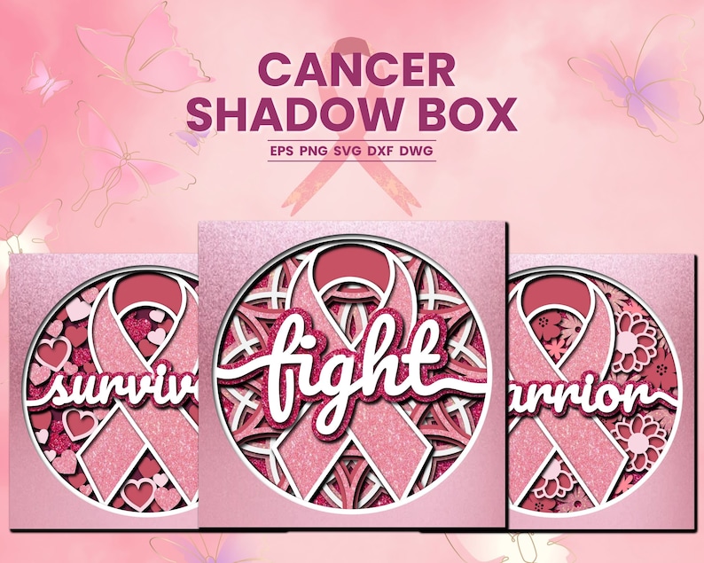 Cancer Shadowbox SVG, Breast Cancer, Cancer Awareness, Layered Mandala ...