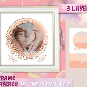 3D Photo Frame SVG, Baby Girl Shadowbox, Baby Boy, Baby Shower Gift DIY ...