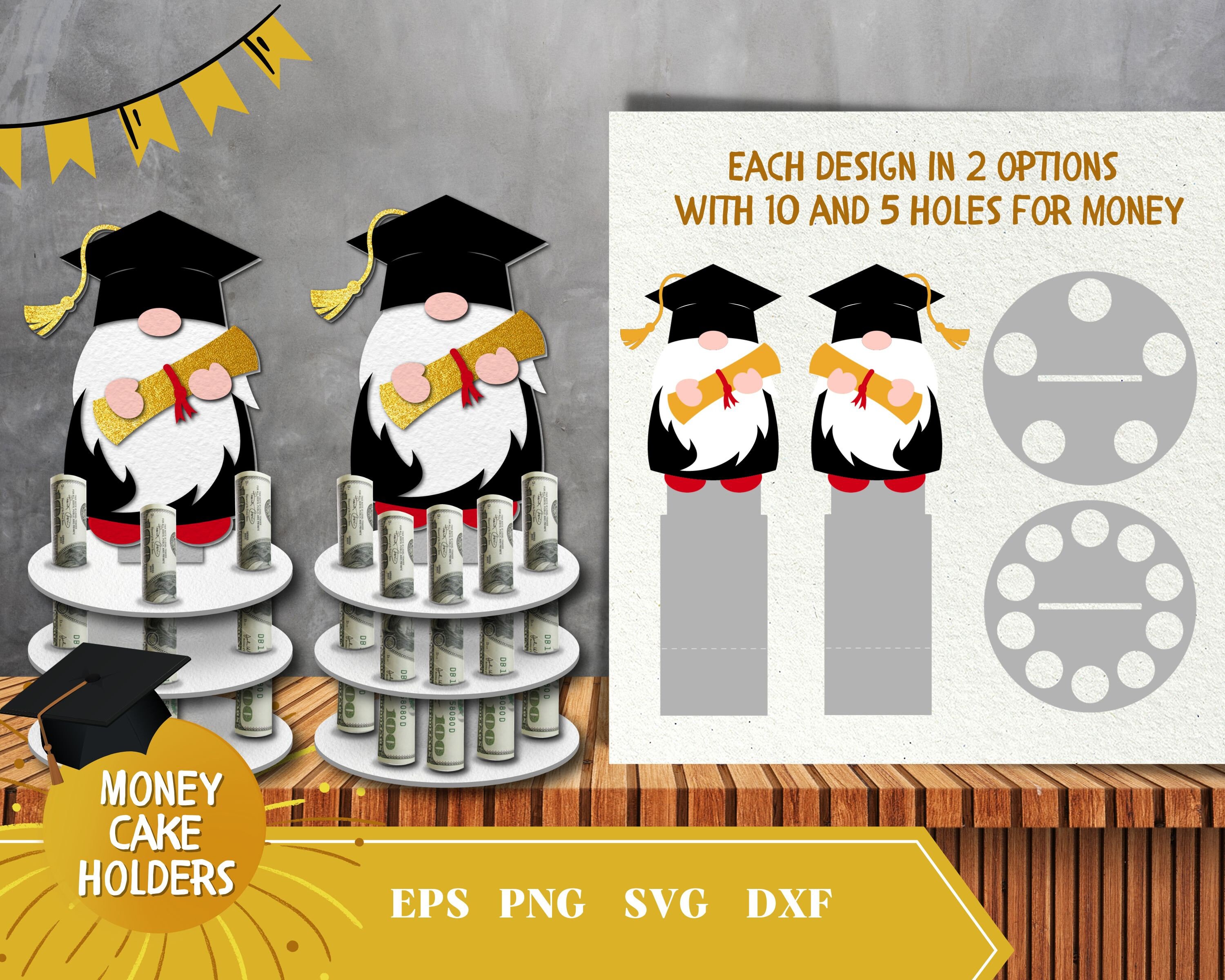 Graduation Money Cake SVG, Money Holder, Money Card, Graduation, Gnome ...