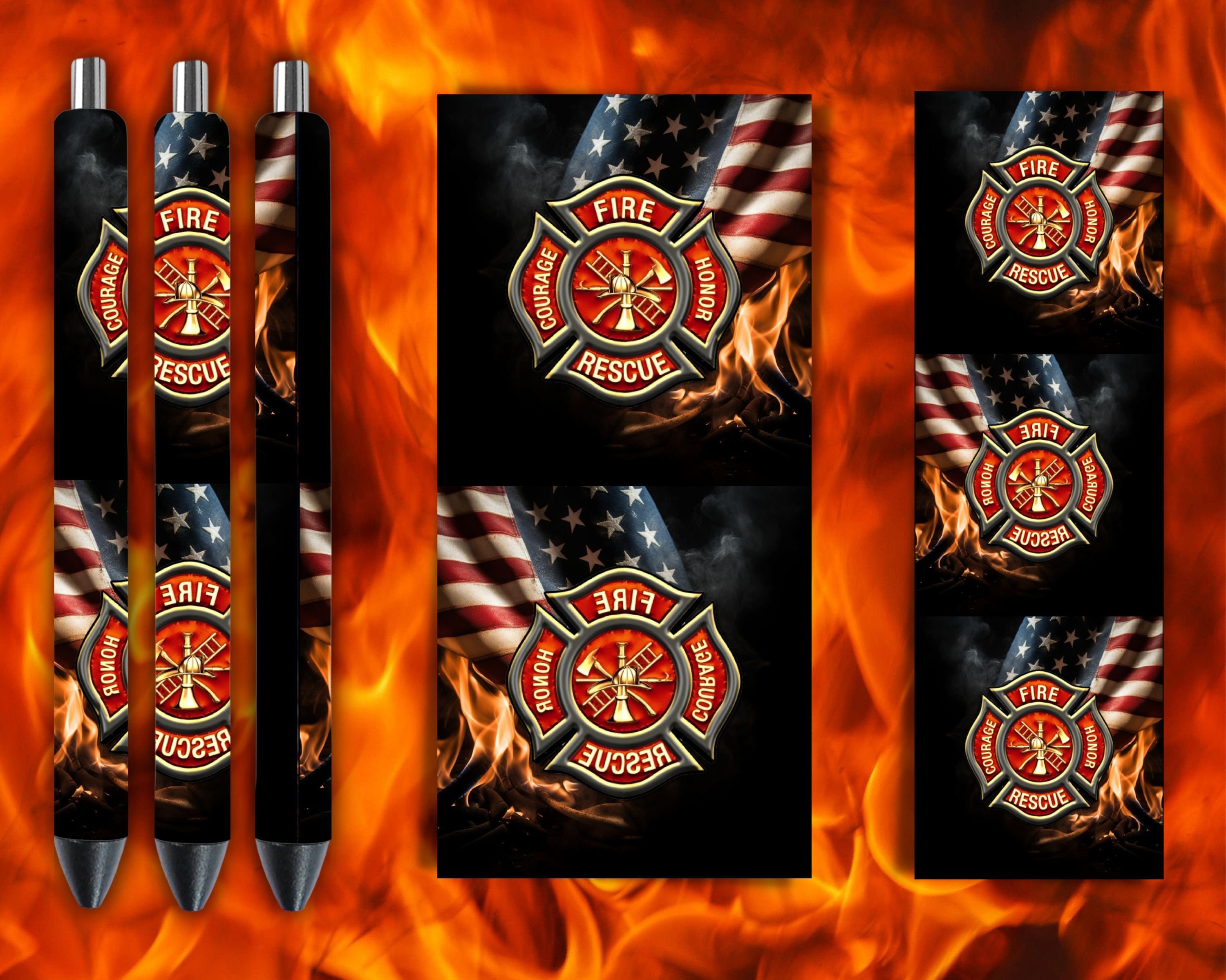 Firefighter Pen Sublimation, Fireman, Pen Wrap, PNG, Pen Template ...