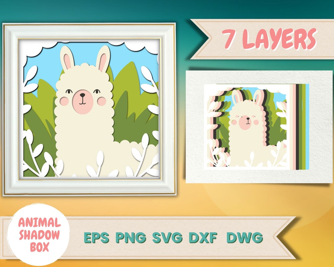 3D Llama Shadowbox SVG, Alpaca, Animals, DIY, Frame Cricut, Frame Cut ...