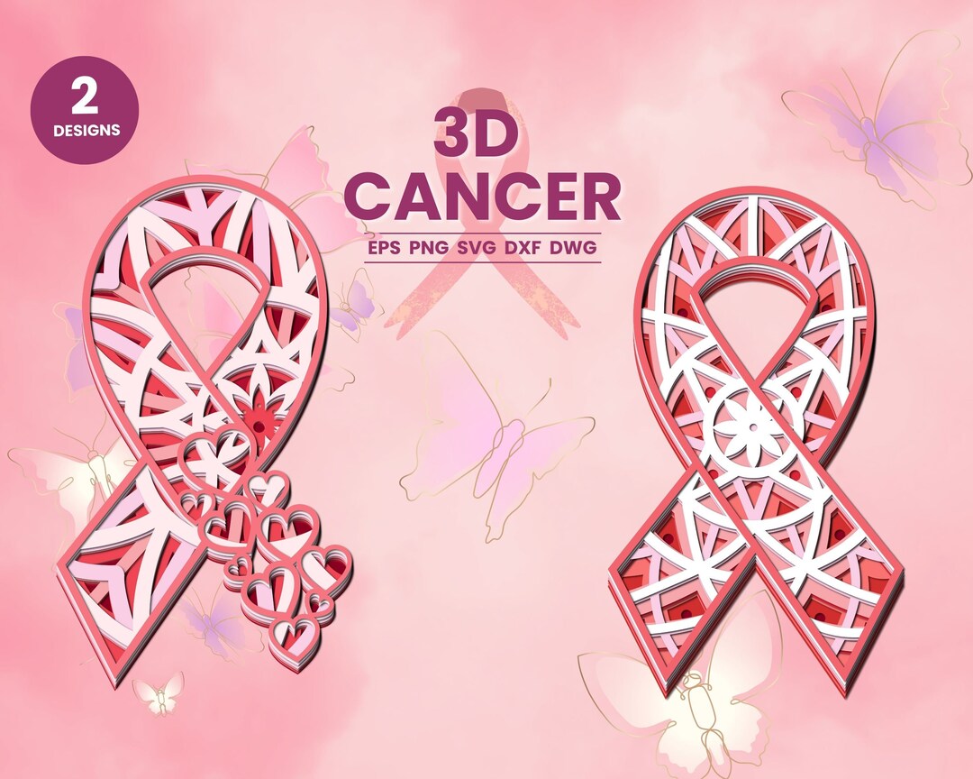 3D Cancer Ribbon SVG, Breast Cancer, Cancer Awareness, Layered Mandala ...