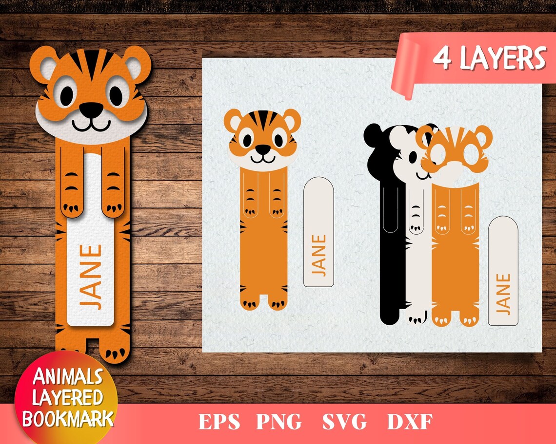 Animals Bookmark SVG Bundle, Bookmark Svg, Lion Svg, Tiger Bookmark ...
