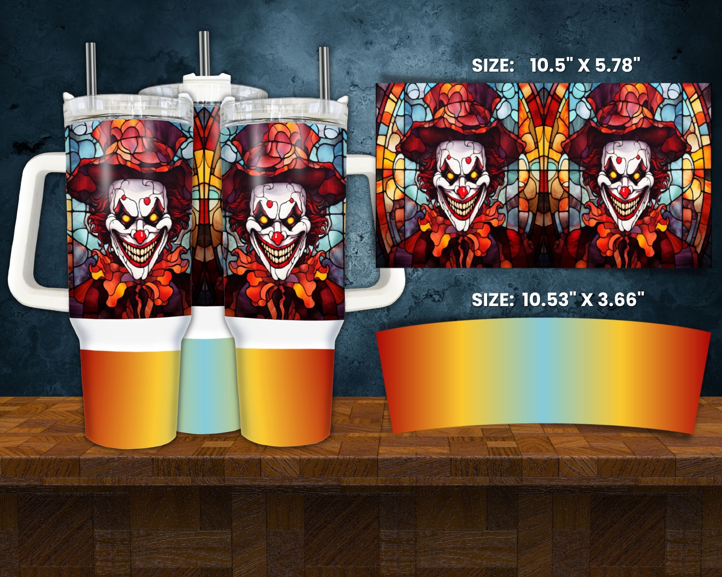 Scary Clown Sublimation, PNG, 40 Oz Tumbler Wrap, 20 Oz Tumbler Wrap ...