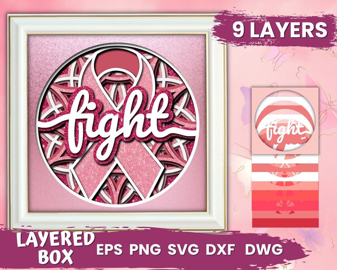 3D Cancer Awareness Shadowbox, Breast Cancer, Cancer Awareness, Layered ...