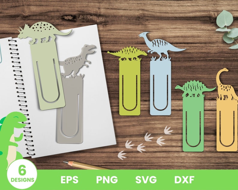 Dinosaur Bookmark SVG Bundle, Bookmark Svg, Dino Svg, Animals Bookmark ...
