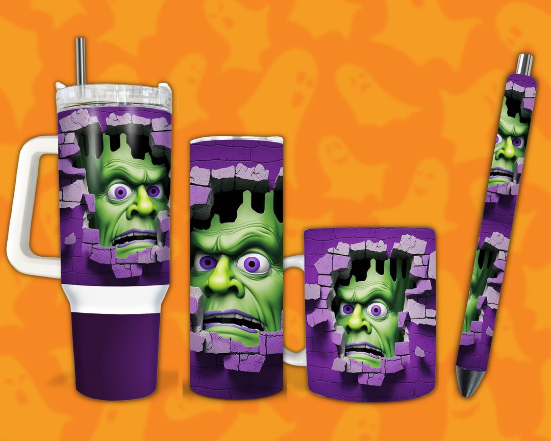 Halloween Frankenstein Sublimation, PNG, 40 Oz Tumbler Wrap, 20 Oz ...