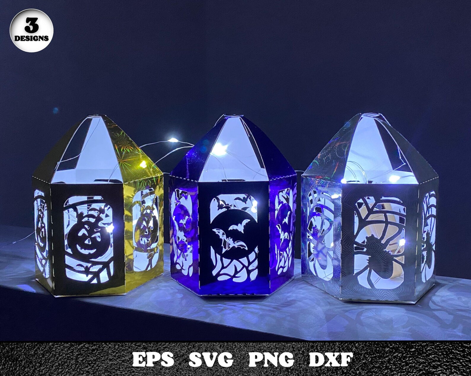 Halloween Lanterns SVG Bundle, Lantern Template, Happy Halloween ...