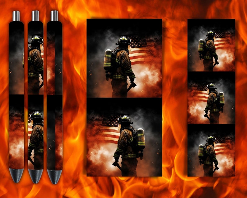 Firefighter Pen Sublimation, Fireman, Pen Wrap, PNG, Pen Template ...