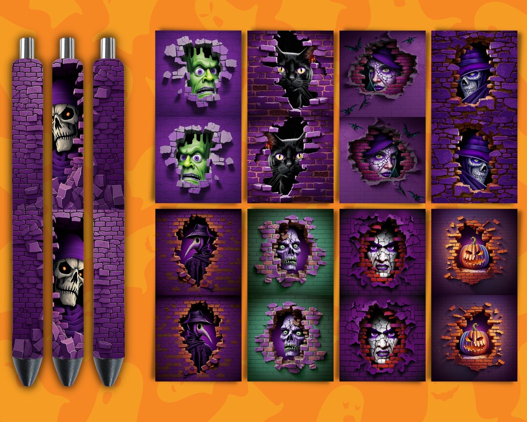 Halloween Pen Sublimation, Skeleton, Pen Wrap, PNG, Pen Template ...