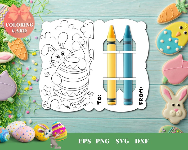 Easter Coloring Card SVG Bundle, Crayon Holder, Colouring Page ...