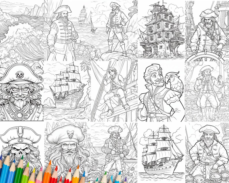Pirates Coloring Pages Pirates Coloring Book Coloring Books - Etsy