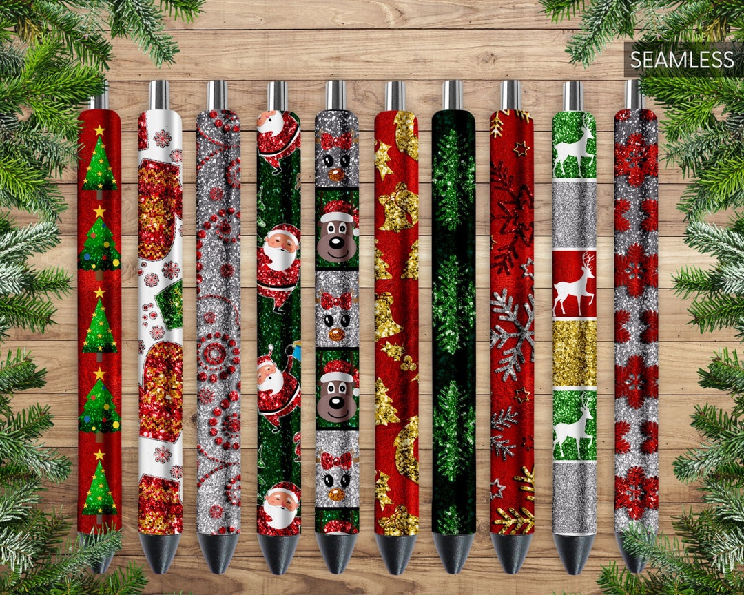 Christmas Glitter Pen Wraps Bundle, Epoxy Pen Wrap, PNG, Pen Template ...