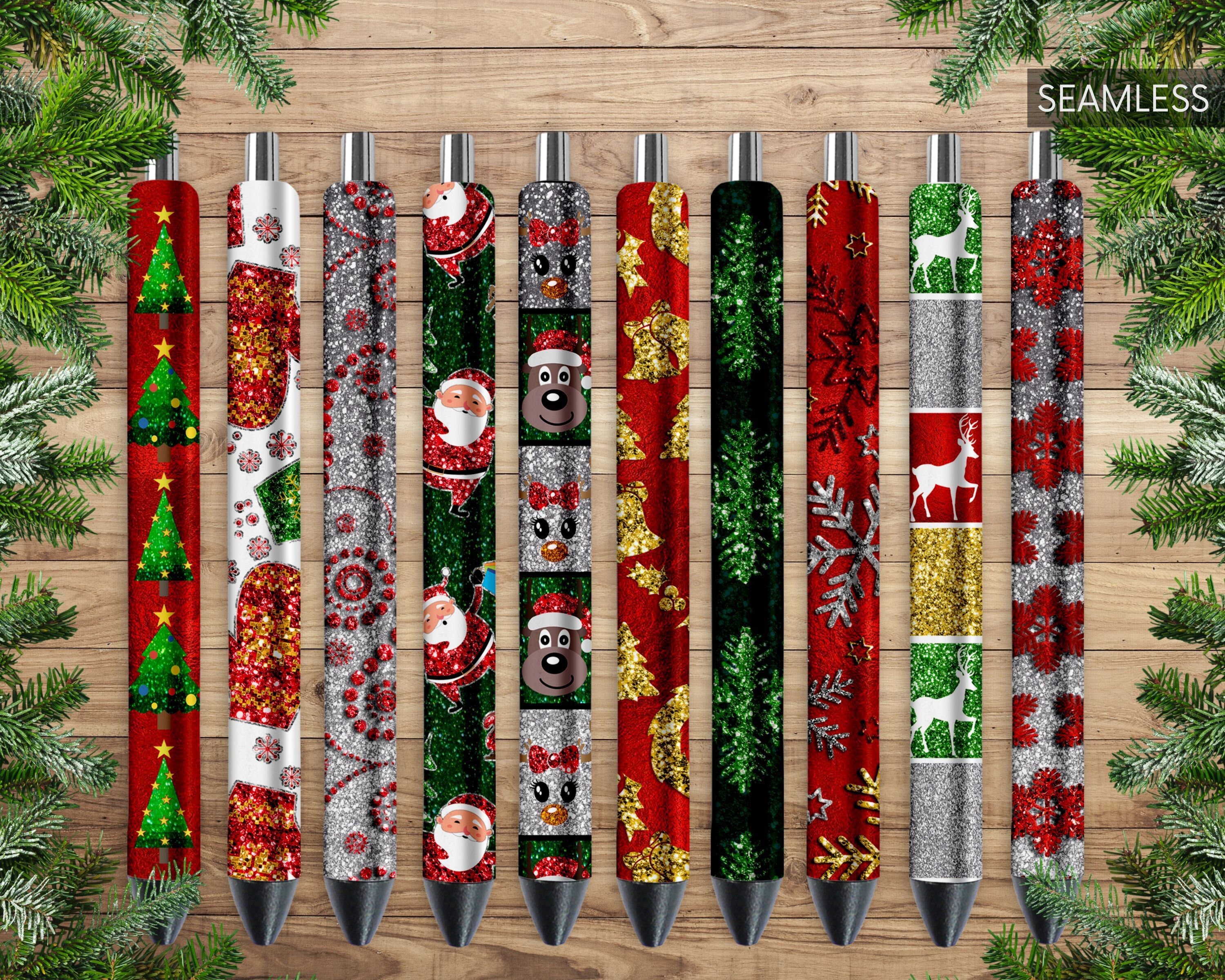 Christmas Glitter Pen Wraps Bundle, Epoxy Pen Wrap, PNG, Pen Template ...