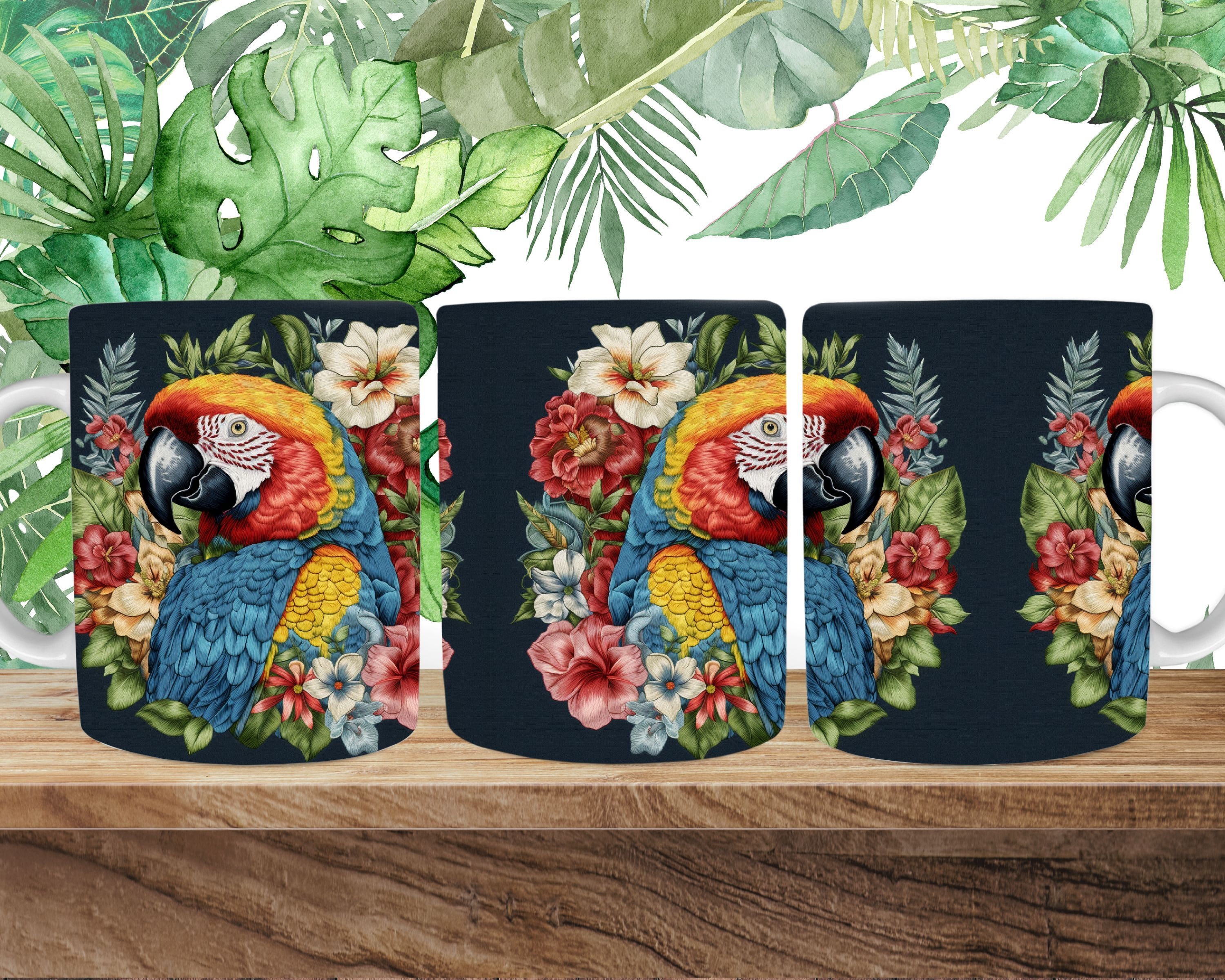 Embroidery Animals Mug Wraps, Sublimation, 11oz 12oz & 15oz Mug Wraps ...