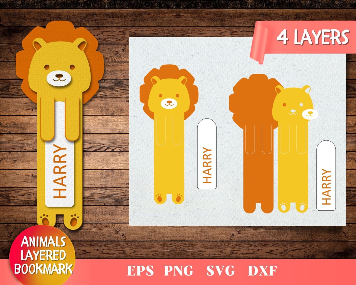 Animals Bookmark SVG Bundle, Bookmark Svg, Lion Svg, Tiger Bookmark ...
