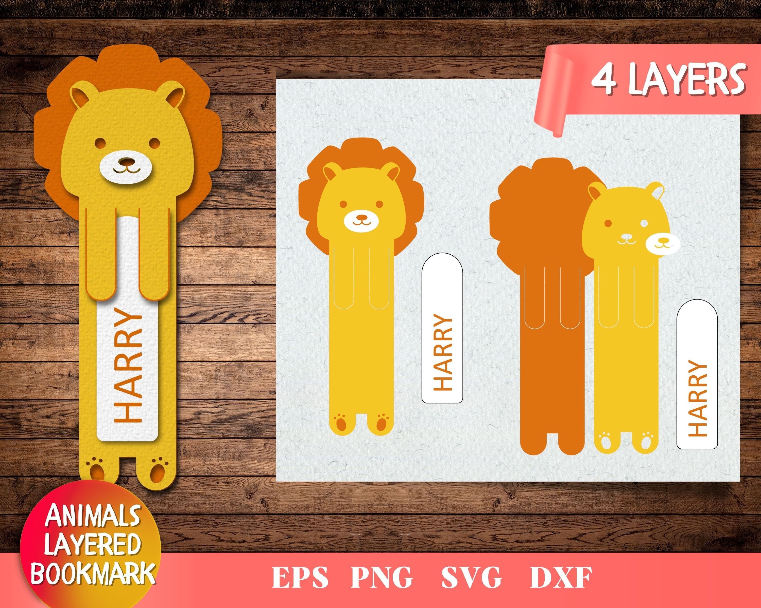 Animals Bookmark SVG Bundle, Bookmark Svg, Lion Svg, Tiger Bookmark ...