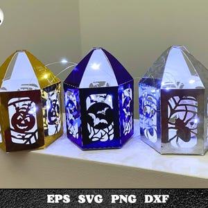 Halloween Lanterns SVG Bundle, Lantern Template, Happy Halloween ...