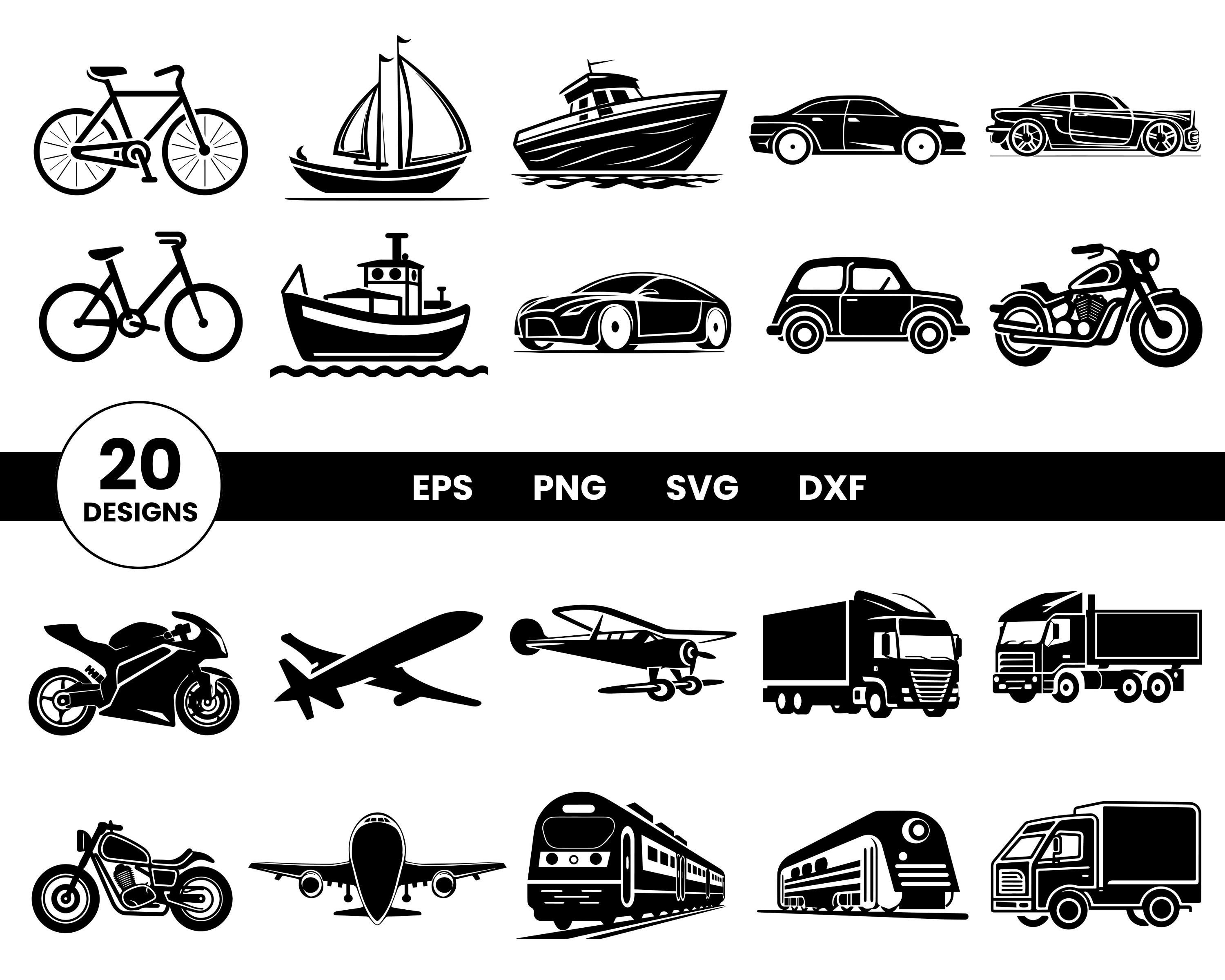 Vehicles SVG Bundle, Transport, Car, Boat, Train, Motorcycle ...