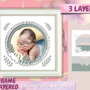 3D Photo Frame SVG, Baby Girl Shadowbox, Baby Boy, Baby Shower Gift DIY ...