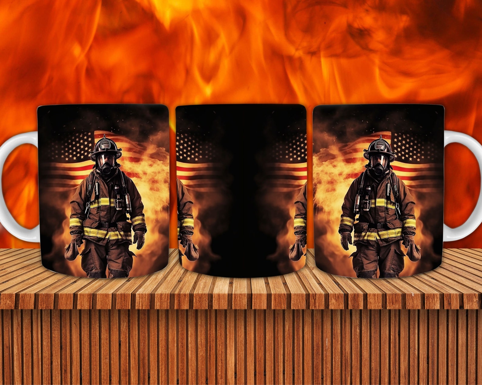 Firefighter Mug Wraps, Sublimation, 11oz 12oz & 15oz Mug Wraps, PNG ...