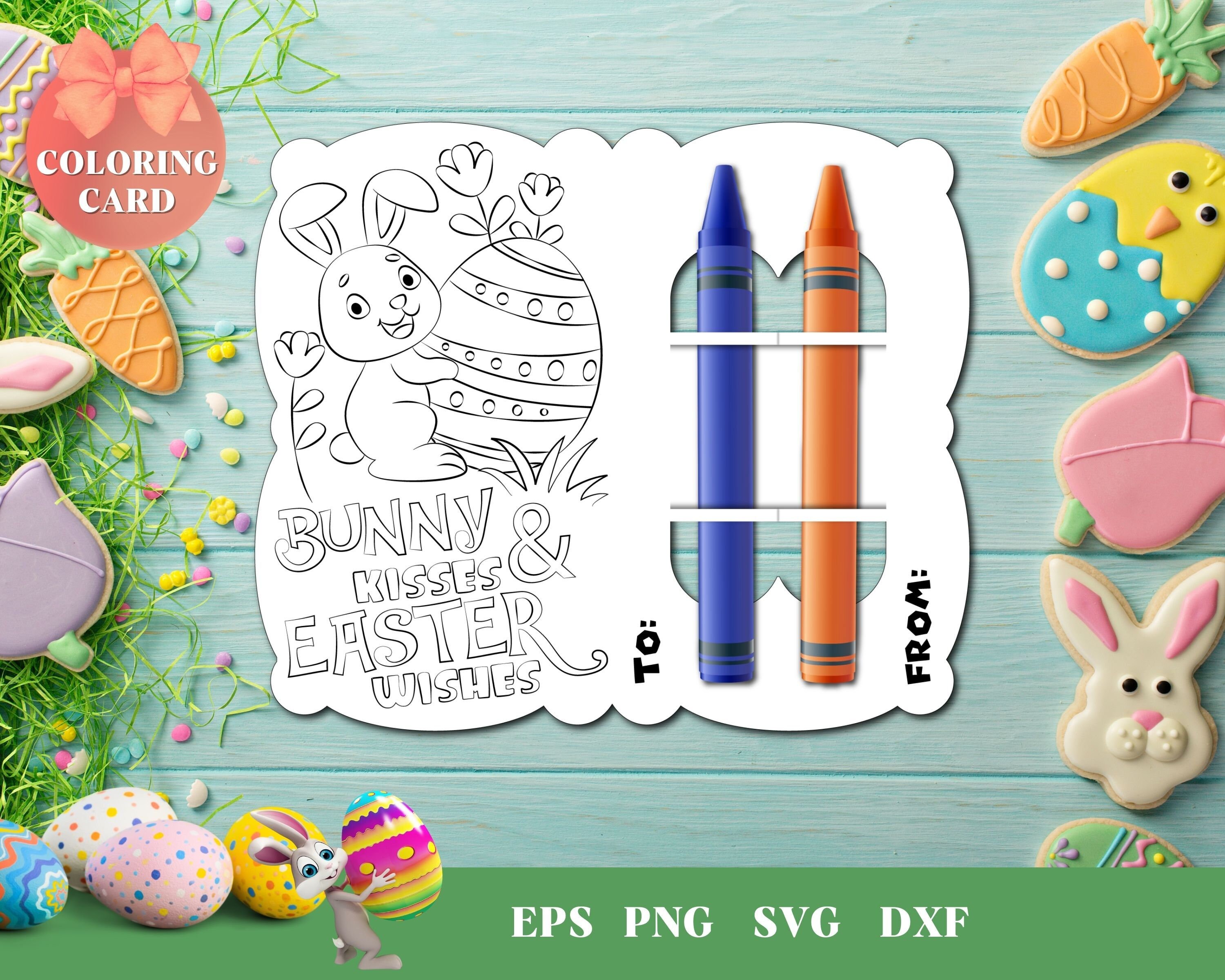Easter Coloring Card SVG Bundle, Crayon Holder, Colouring Page ...