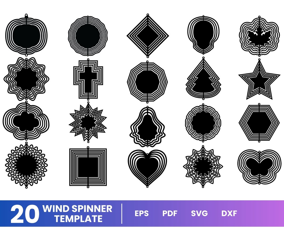 Wind Spinner Template Bundle, SVG Hanging Template, Illustration, SVG ...