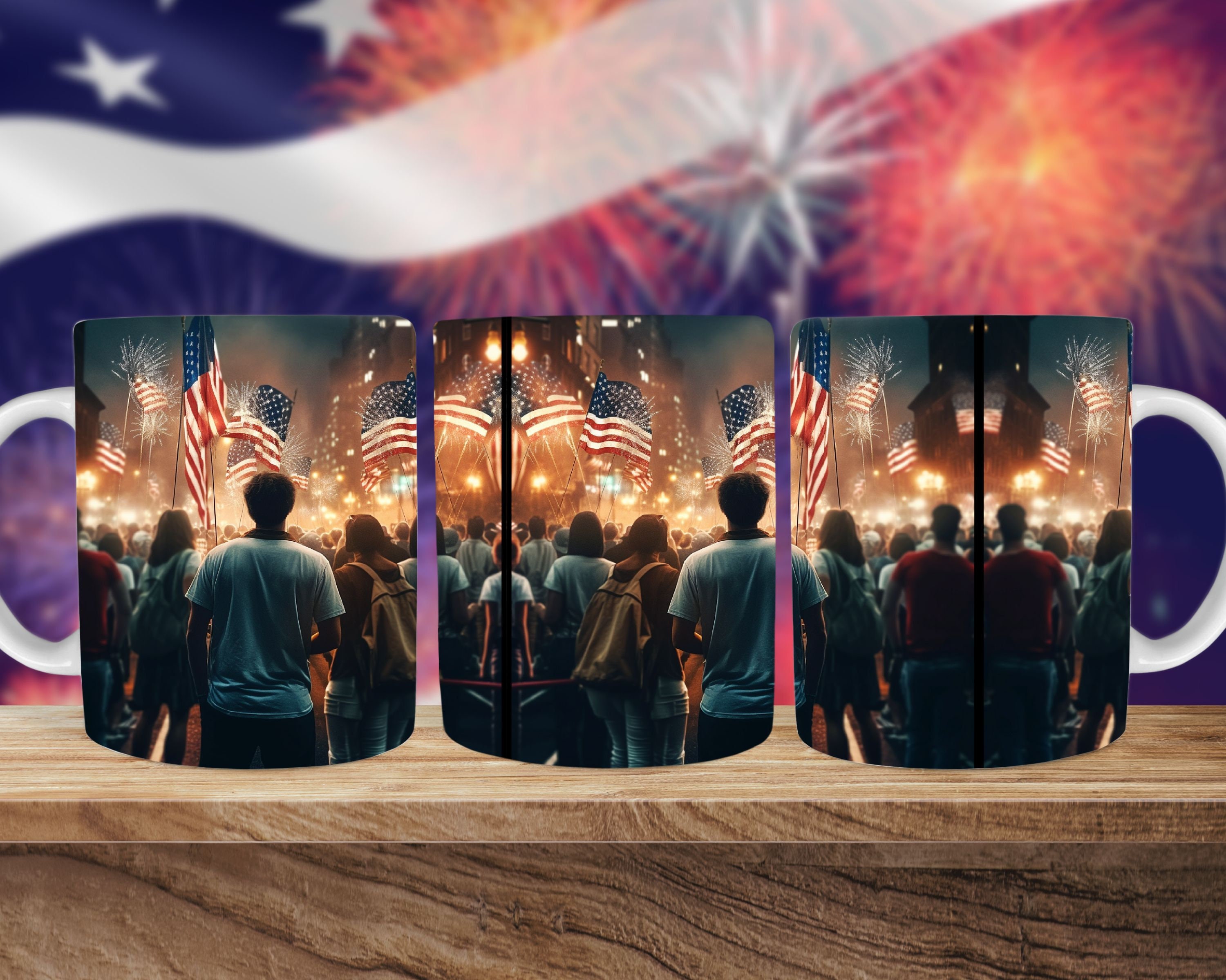 Patriotic Mug Wrap, 4th of July Coffee Mug Sublimation, USA, 11oz 12oz ...