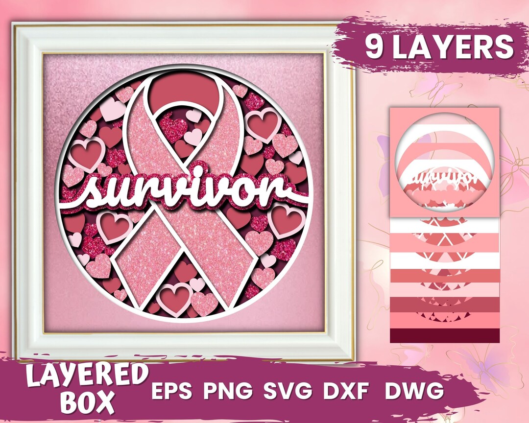 Cancer Survivor Light Box, Breast Cancer, Cancer Awareness, Layered ...