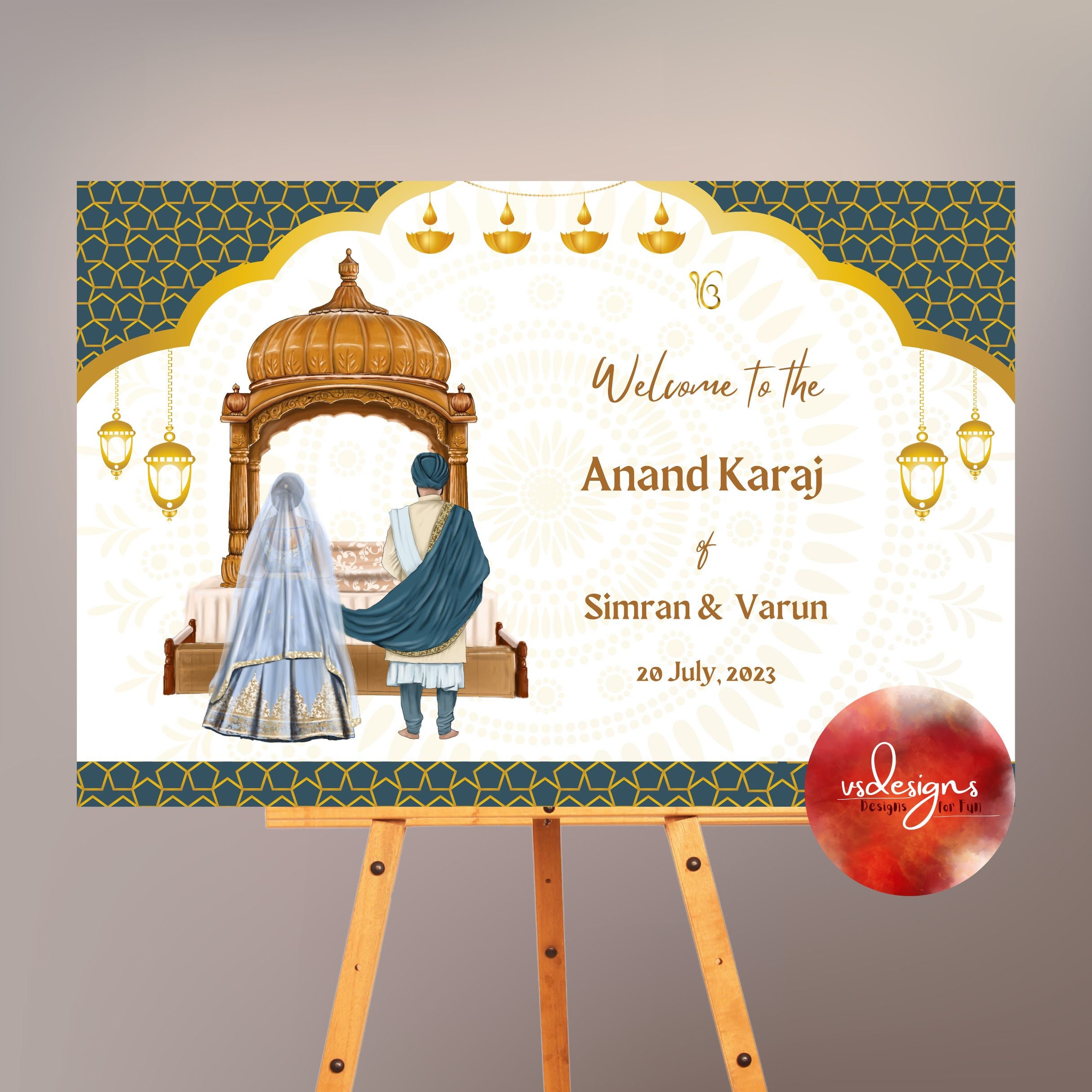 Anand Karaj Welcome Sign Sikh Wedding Welcome Sign Punjabi Wedding ...