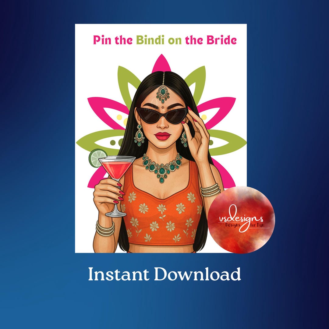 Pin the Bindi on the Bride, Bridal Shower Game, Bindi Game, Pin the ...