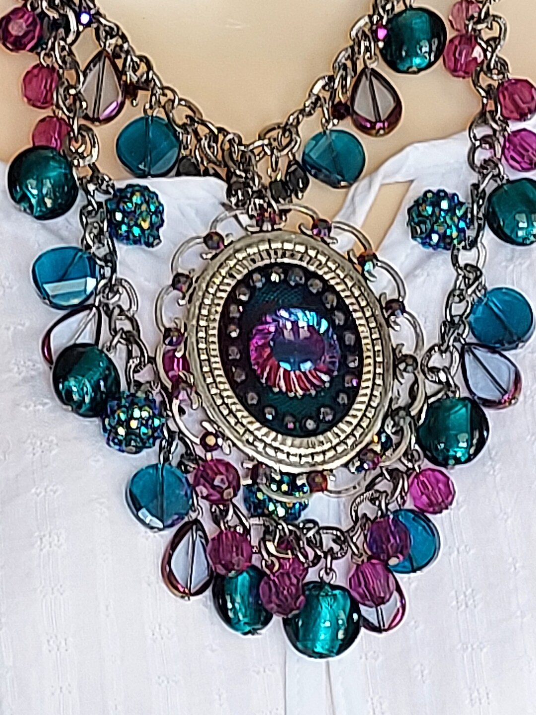 TRESKA Large Cobalt Blues and Purples Glass Beads, Filigree Vintage ...