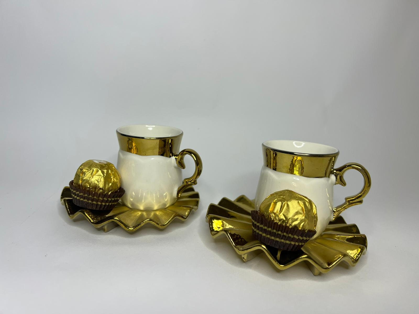 Coffee Cup Set 6 Pieces, With White and Gold Color Luxury Coffee Cup ...