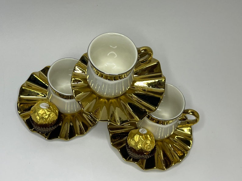 Coffee Cup Set 6 Pieces, With White and Gold Color Luxury Coffee Cup ...