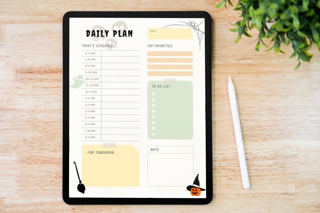 Digital Daily Planner | Printable | Halloween | Productivity | Work Day ...