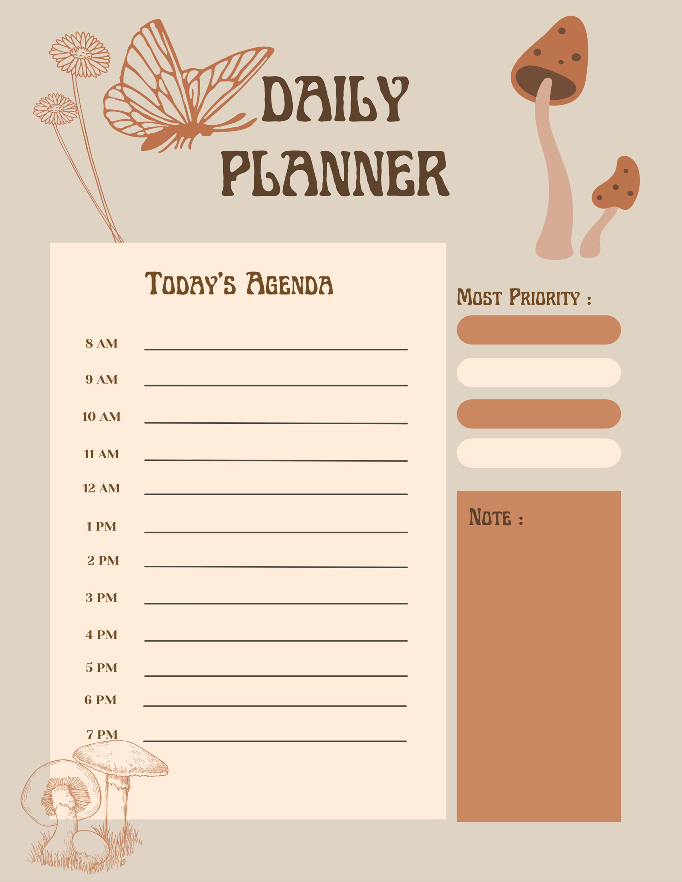 Digital Daily Planner | Printable | Productivity | Work Day Planner ...