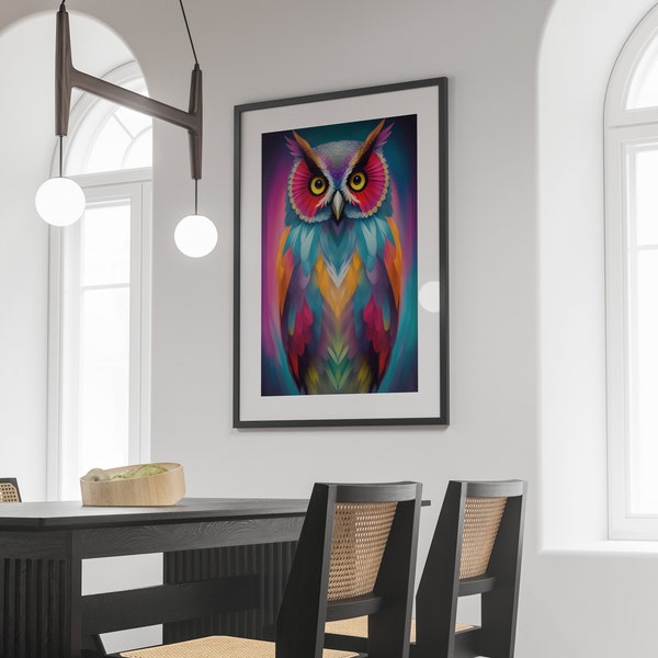 Colorful Owl Art - Etsy