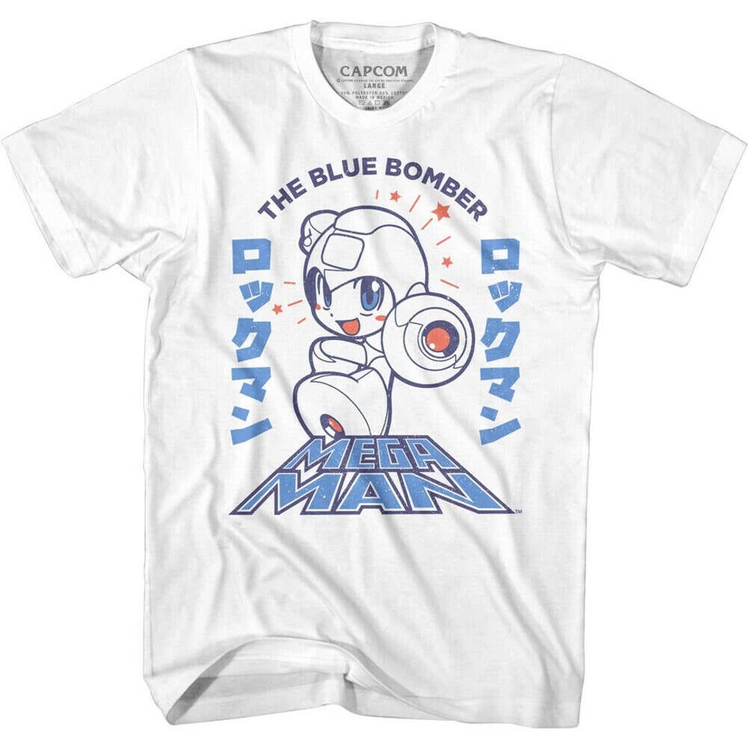 Megaman Adult T-shirt Chibi Blue Bomber Japanese Graphic Tees Rokkuman ...