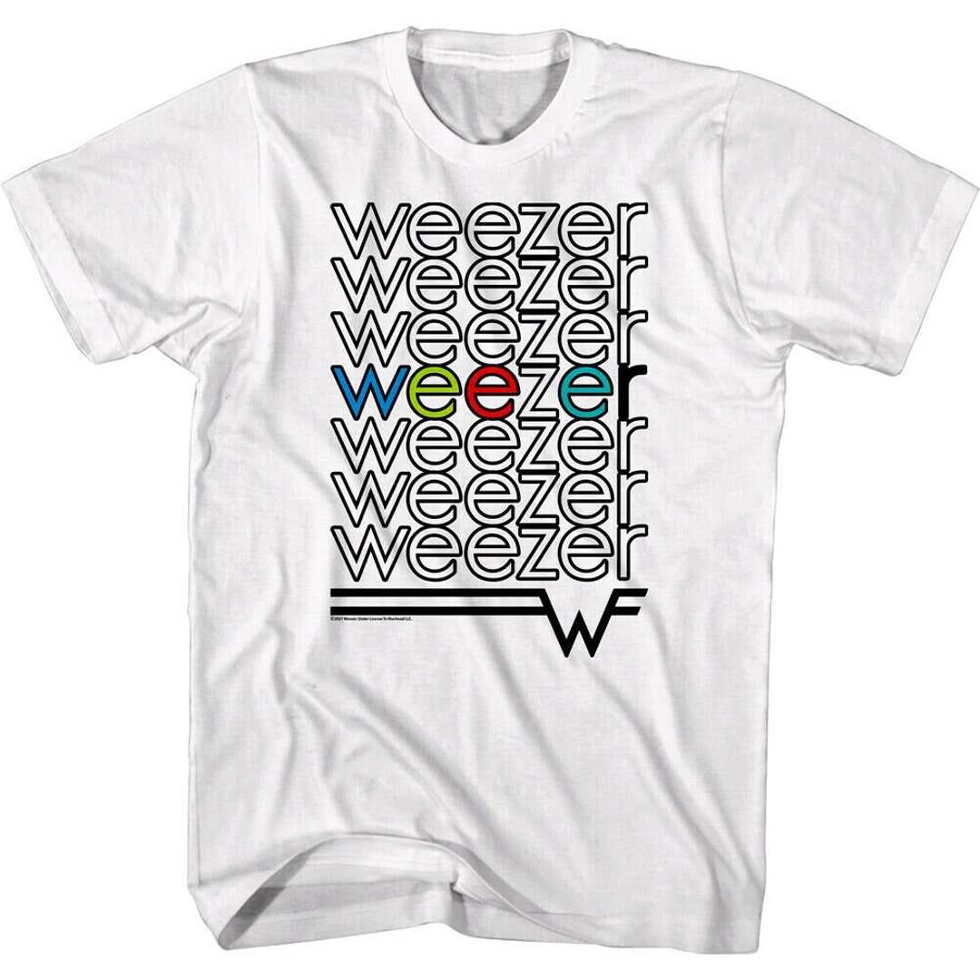 Weezer Adult T-shirt Rainbow Repeat Band Logo Shirt Classic Graphic Tee ...