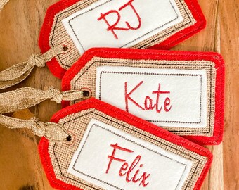 6 Inch Embroidered Stocking Gift Tag - Etsy