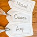 WHITE BACKGROUND Embroidered Stocking Tags Name Personalized Custom ...