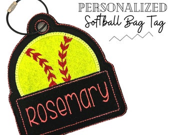 Embroidered Softball Bag Tag - Etsy