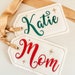 WHITE BACKGROUND Embroidered Stocking Tags Name Personalized Custom ...
